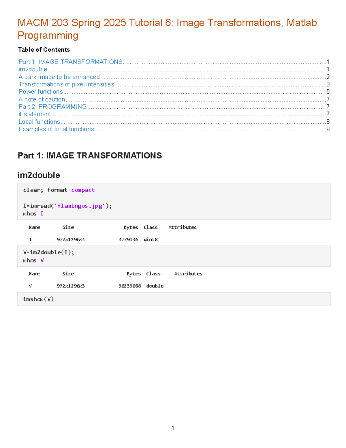 MACM 203 Spring 2025 Tutorial 6: Image Transformations & Matlab ...