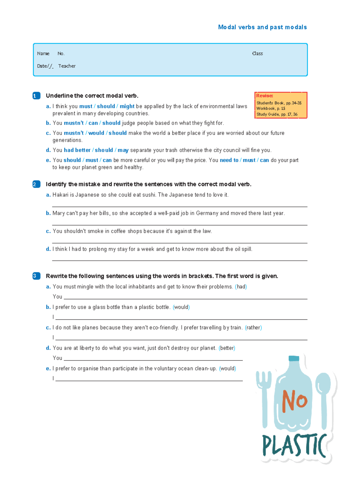 Enga11 grammar worksheet 6 modal verbs and past modals (1) - Worksheet ...