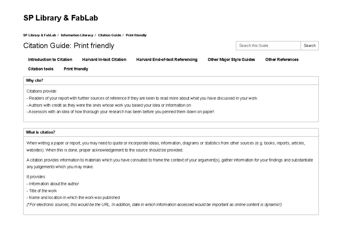 SP Library FabLab: Print Friendly Citation Guide for Harvard Style ...