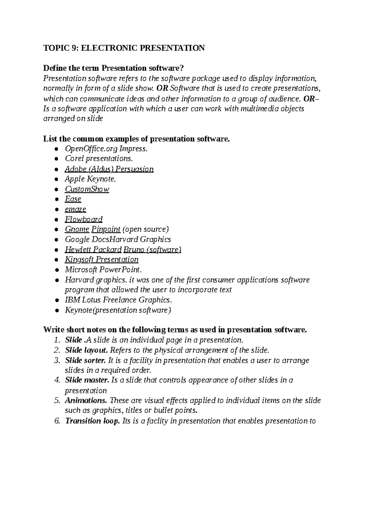 A Level Electronic Presentation: Understanding Presentation Software ...