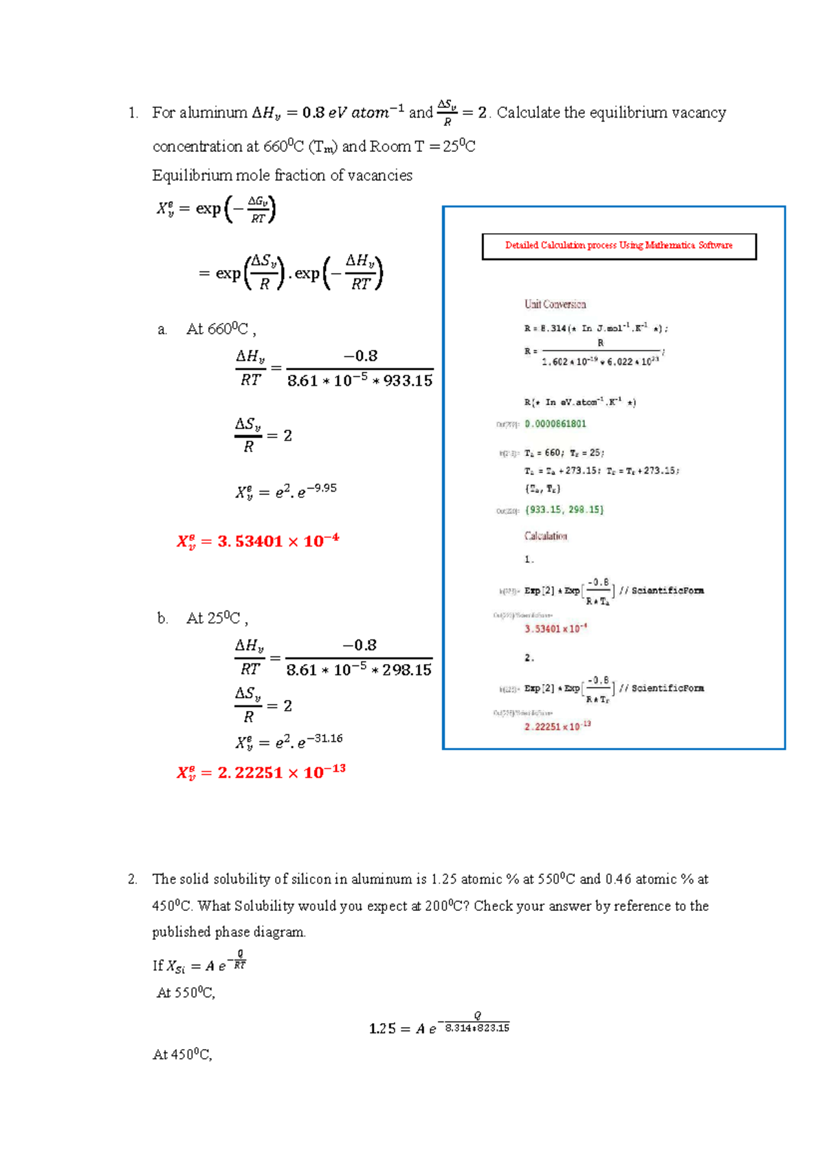 Equilibrium Vacancy Concentration Calculations for Al (Questions ...
