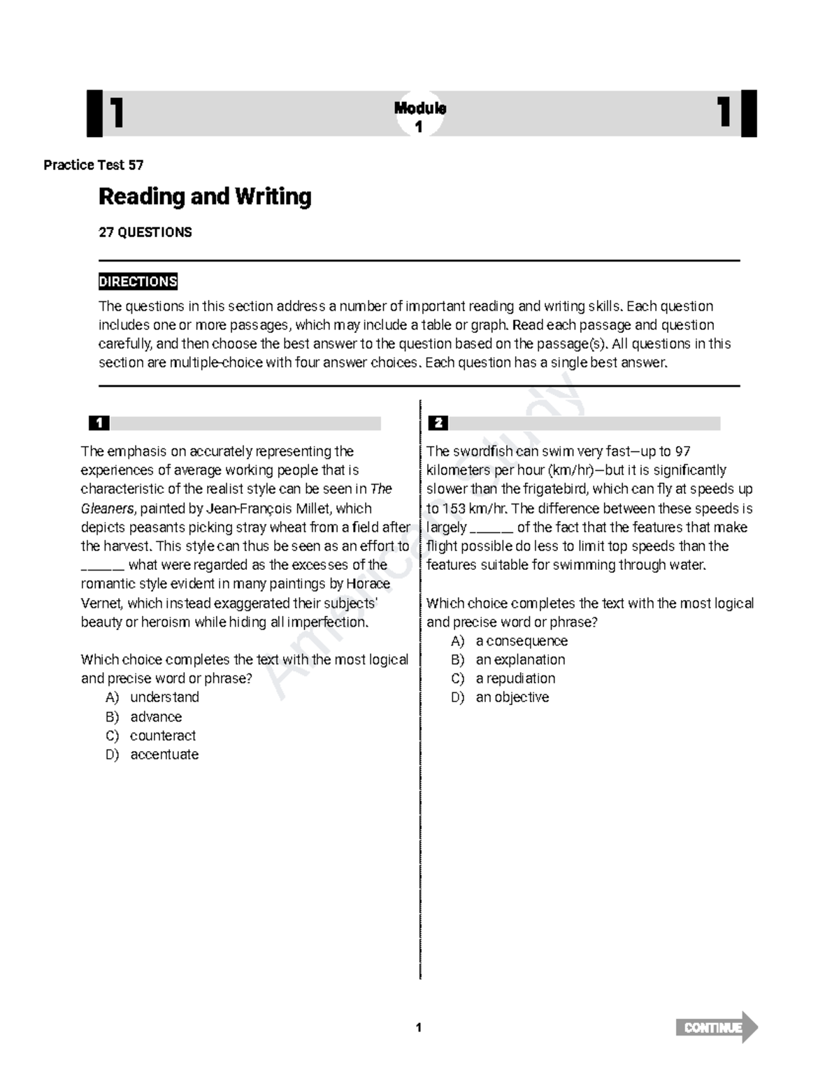 57. Practice Test 57 - SAT Reading & Writing Skills Review - Studocu