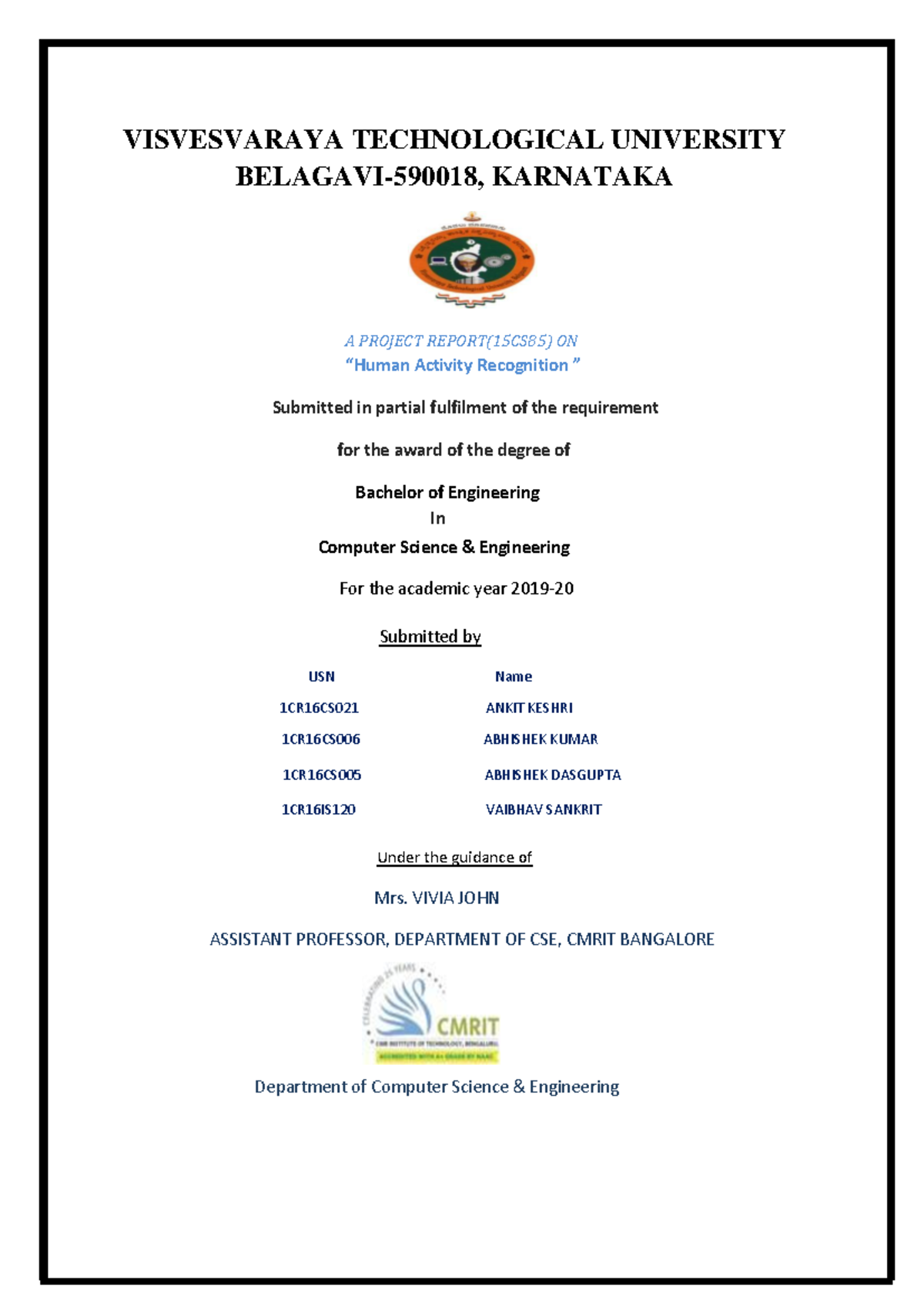 PR3204 - Human Activity Recognition Project Report by Ankit Keshri ...