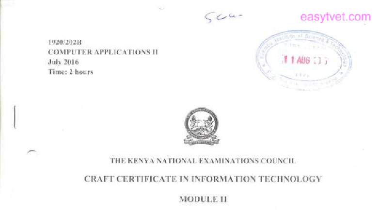 KNEC 2016 Computer Applications II Practical Exam Instructions - Studocu