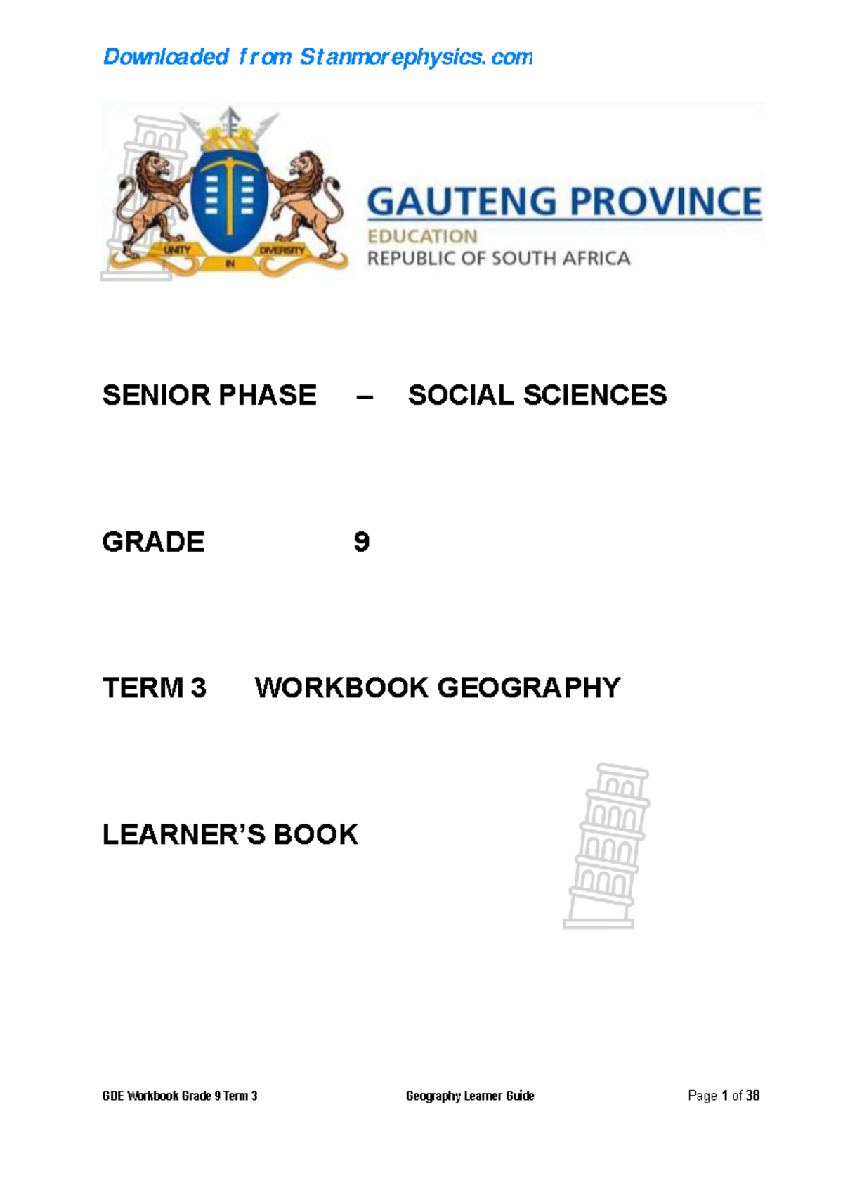 GP Geography Grade 9 Term 3 Workbook: Surface Forces & Rivers - Studocu