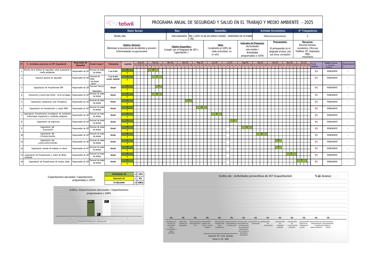 Programa Anual de Capacitación en SST 2025 - TELWIL EIRL - Studocu