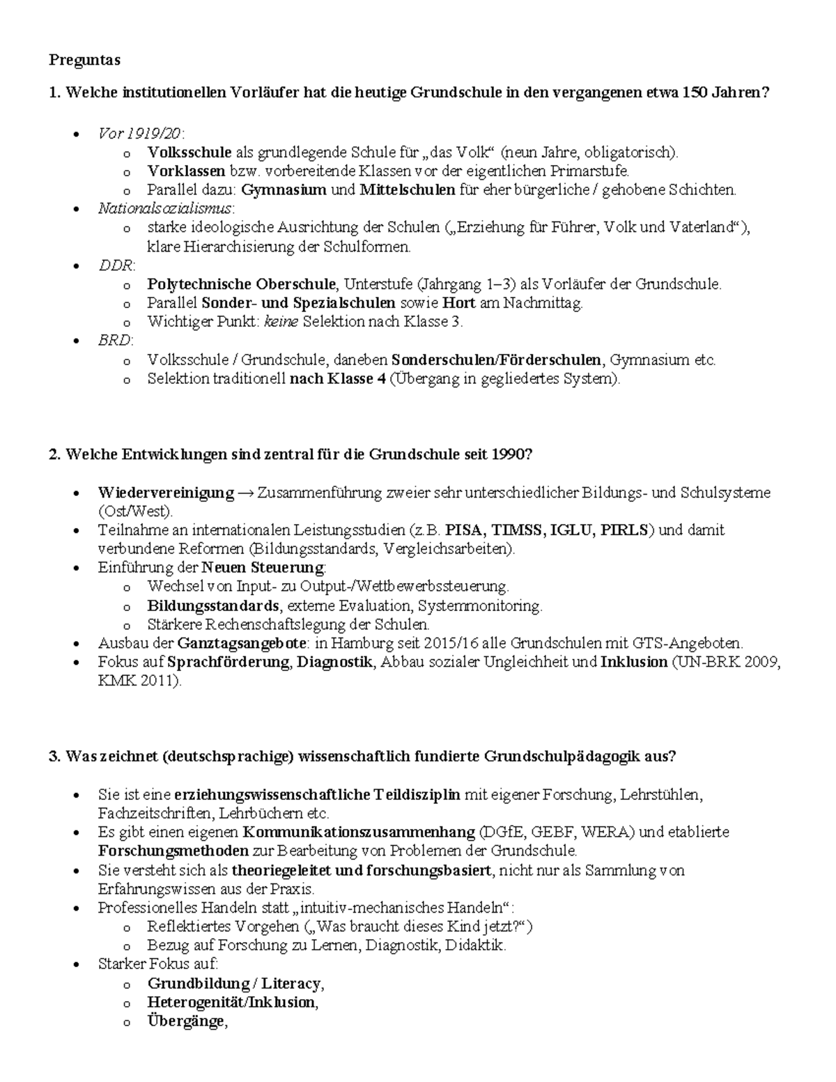 EW VL GPa Examen - Zusammenfassung der Grundschulpädagogik - Studocu