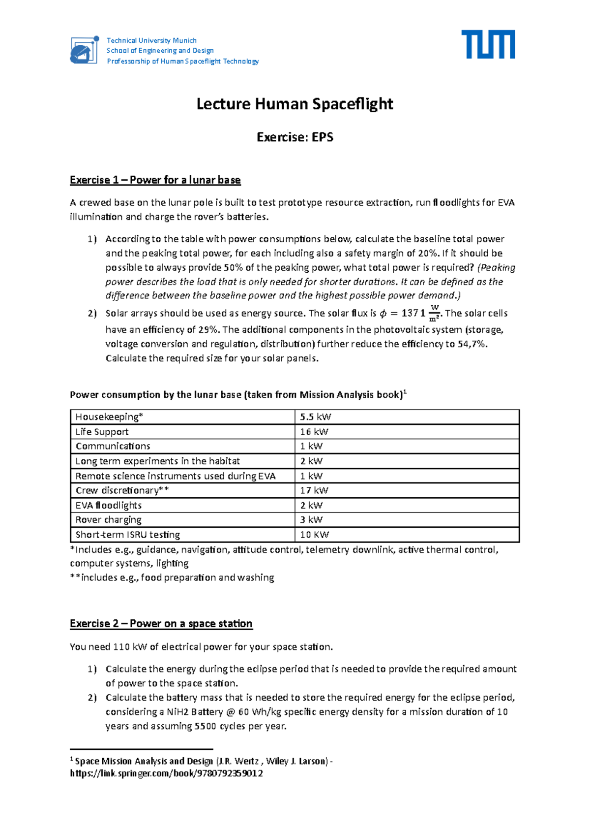HSP 03: EPS Solutions for Lunar Base Power Requirements - Studocu