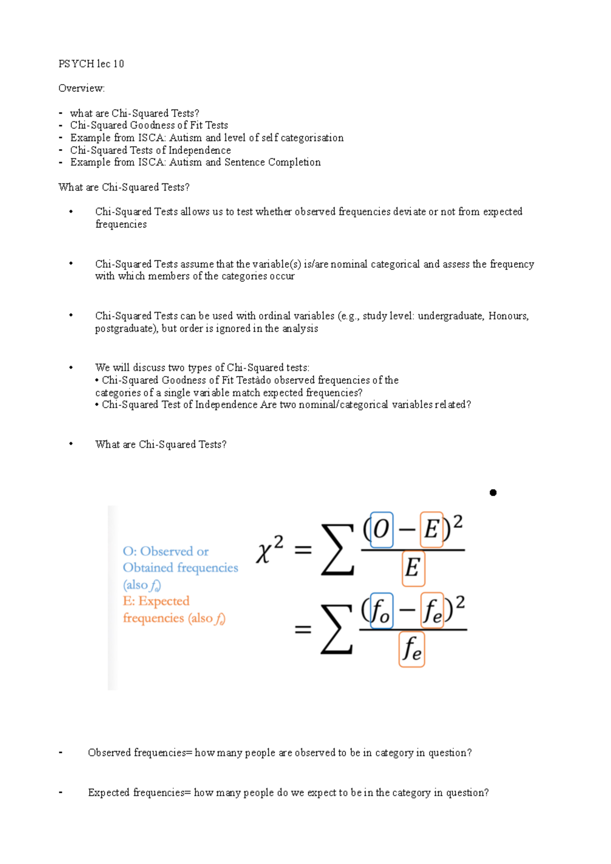 Psych 1003 Lecture 10: Understanding Chi-Squared Tests in Statistics ...