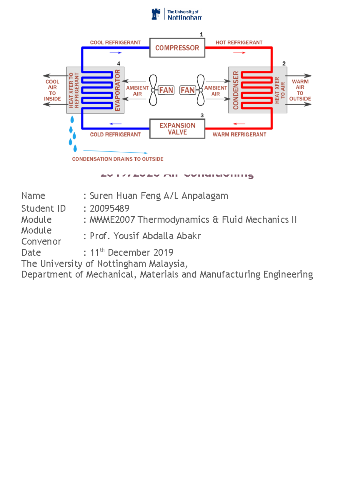 Air Conditioning Lab Report MMME2007 - 2019/2020 Analysis - Studocu