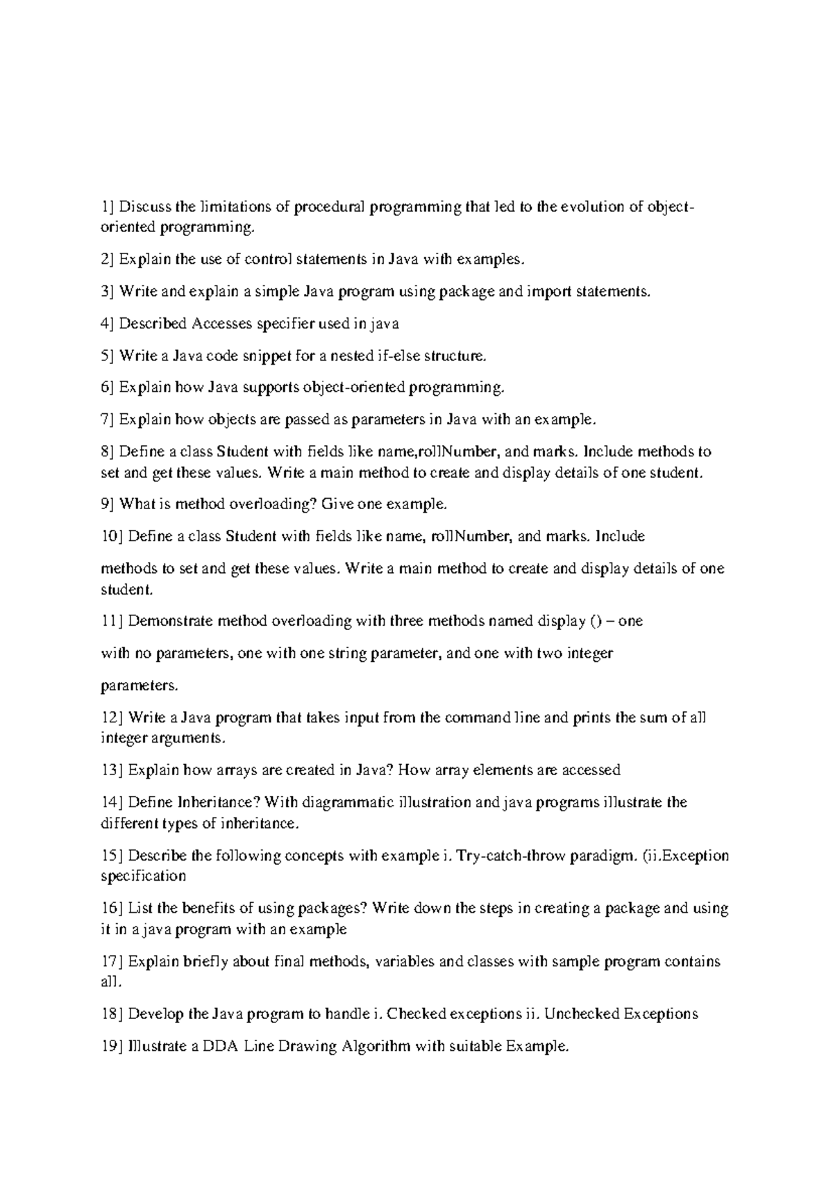 Limitations of Procedural Programming & Java Concepts (CS 53068) - Studocu