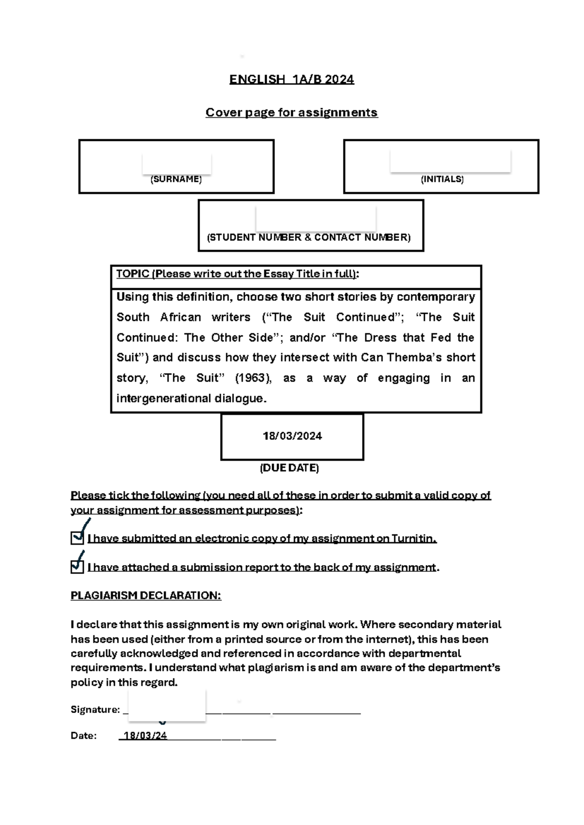 Intertextuality in "The Suit" and Its Contemporary Extensions - ENGL 1A ...
