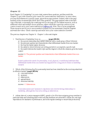 Chapter 10 questions - Chapter 10 Read Chapter 10 Work in your answer ...