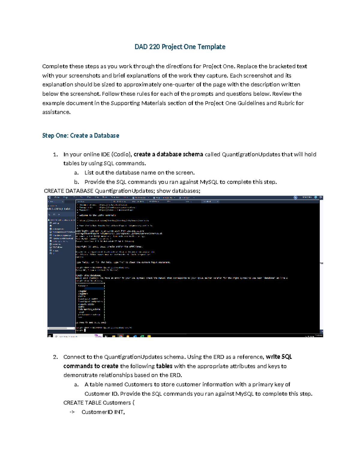 DAD 220 Project 1: Database Creation and SQL Queries by Sthephany Chugden - Studocu