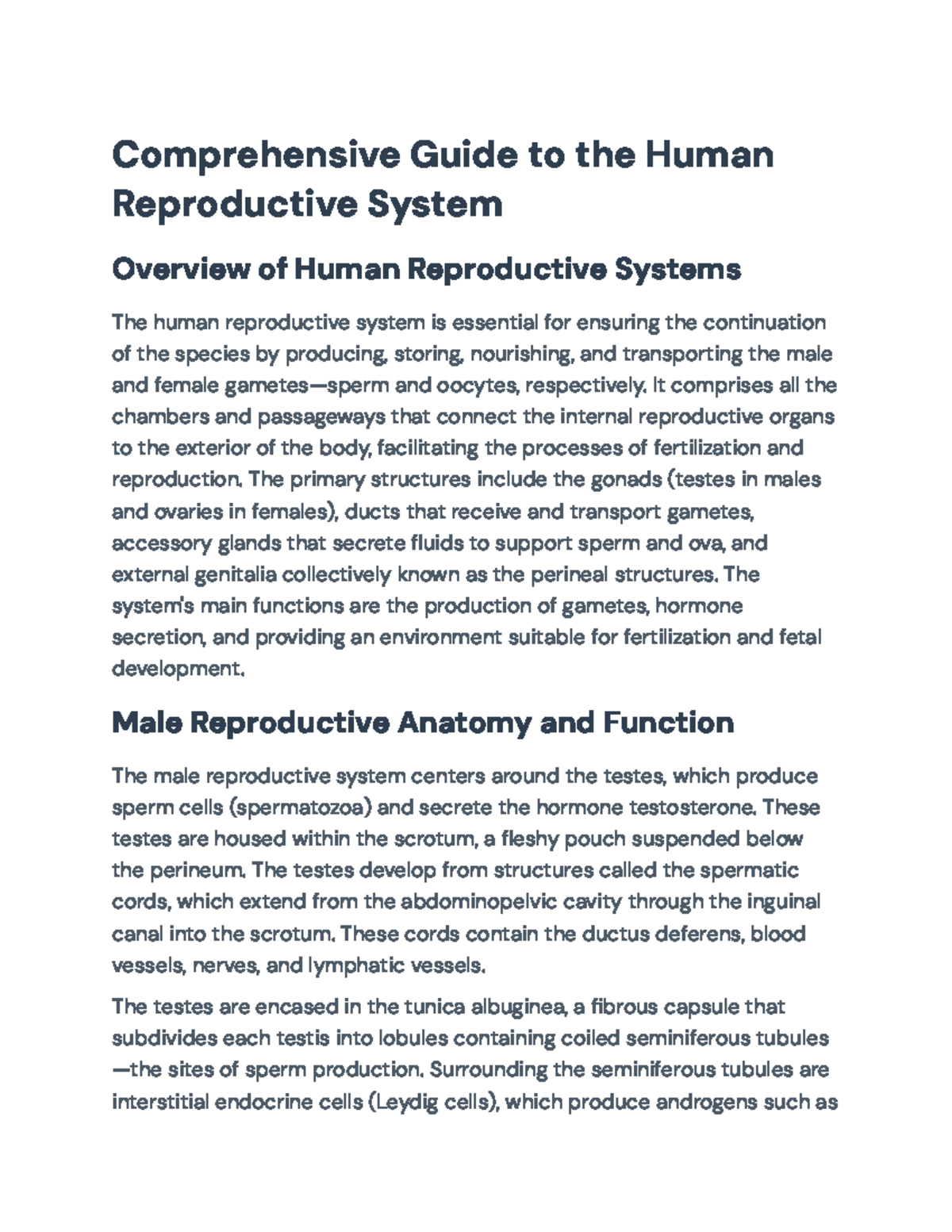Comprehensive Overview of the Human Reproductive System - Comprehensive ...