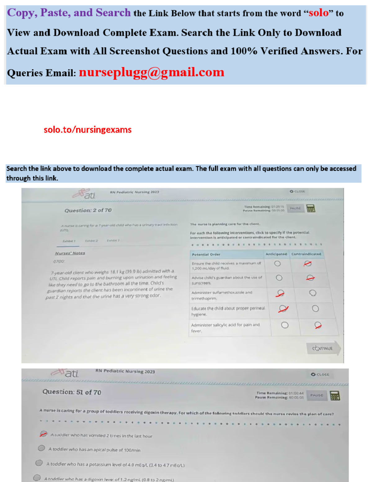 Pass ATI RN Pediatric Nursing 2023-2026 Proctored Exam with NGN: All 70 ...