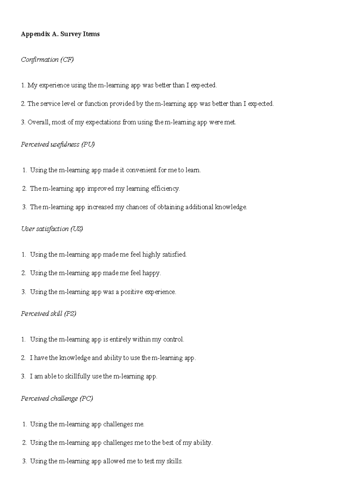 Appendix A: Survey Items Confirmation for Data Sheet 1 Draft - Studocu