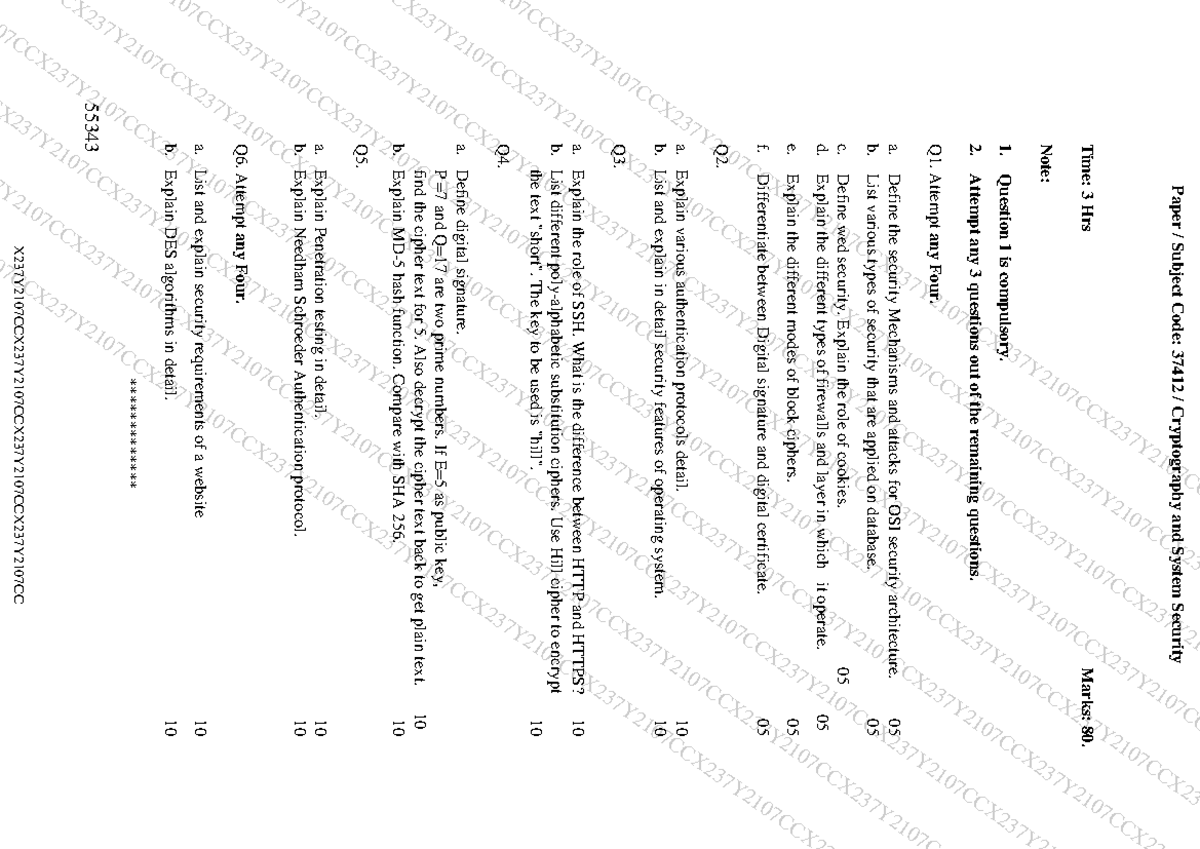 CC 37412 Final Exam: Cryptography and System Security Notes - Studocu