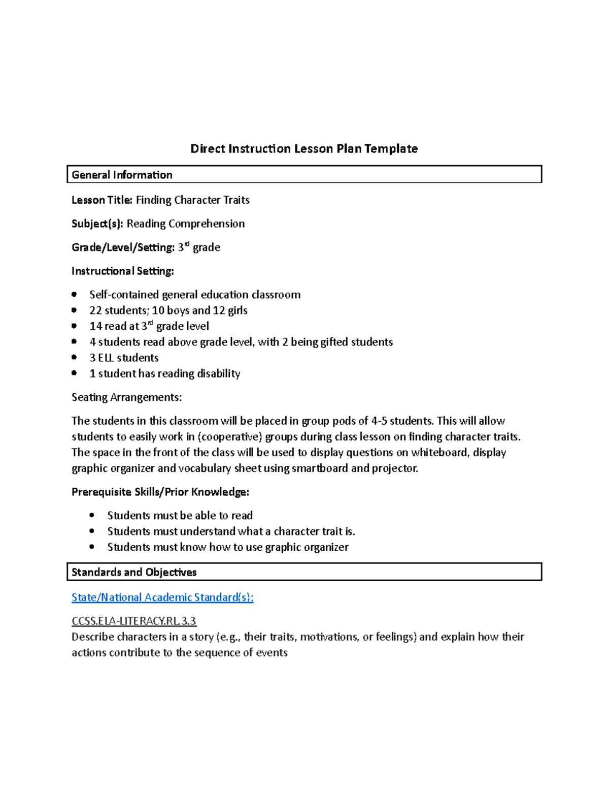 C909 Task 1 - Task 1 - Direct Instruction Lesson Plan Template General Information Lesson Title ...