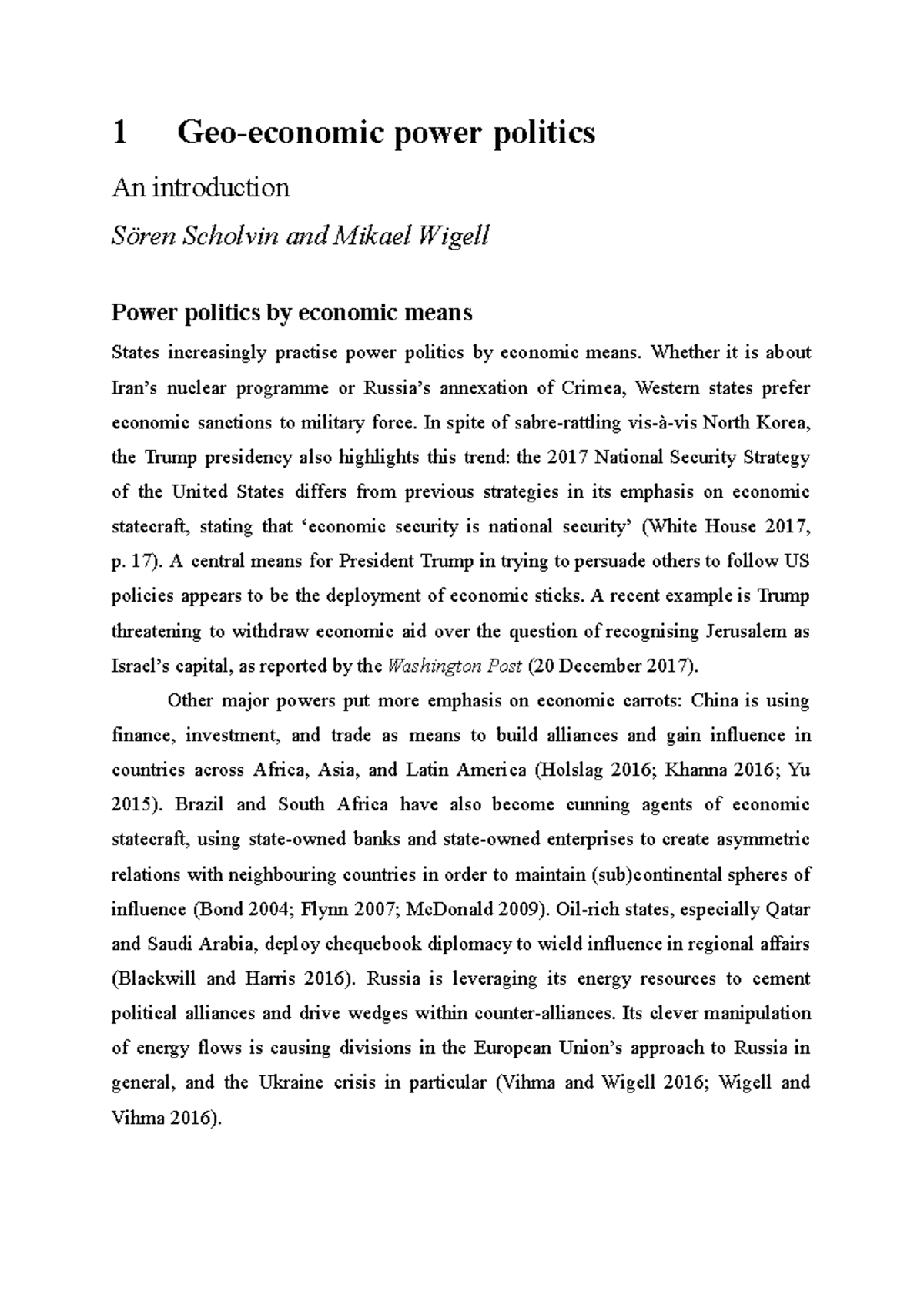 Power Politics: Economic Means in International Relations (Unit 2b ...