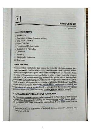 Ambedkar and the Hindu code bill Notes - AMBEDKAR AND THE HINDU CODE ...