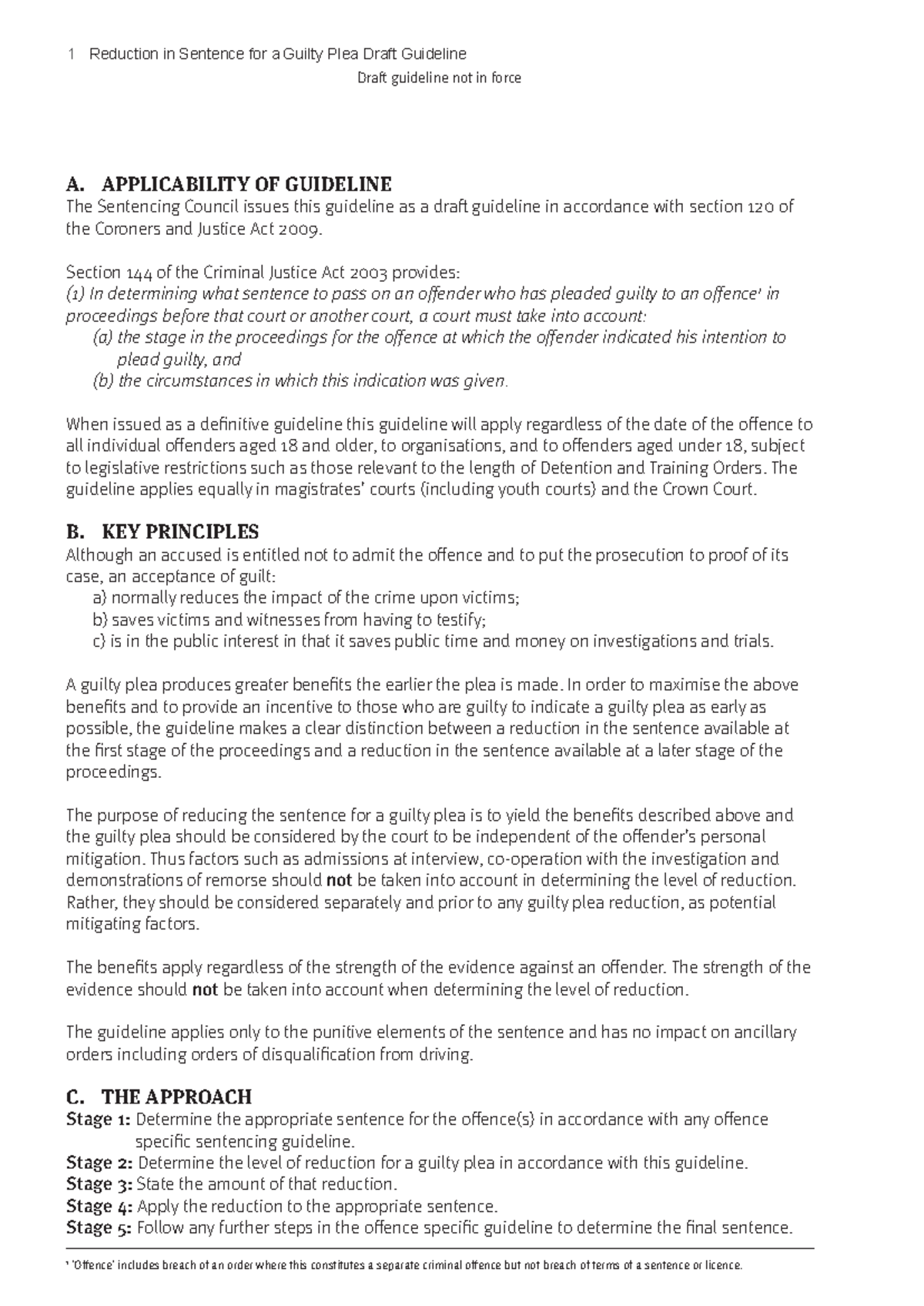 Draft Guideline on Sentence Reduction for Guilty Pleas 2023 - Studocu
