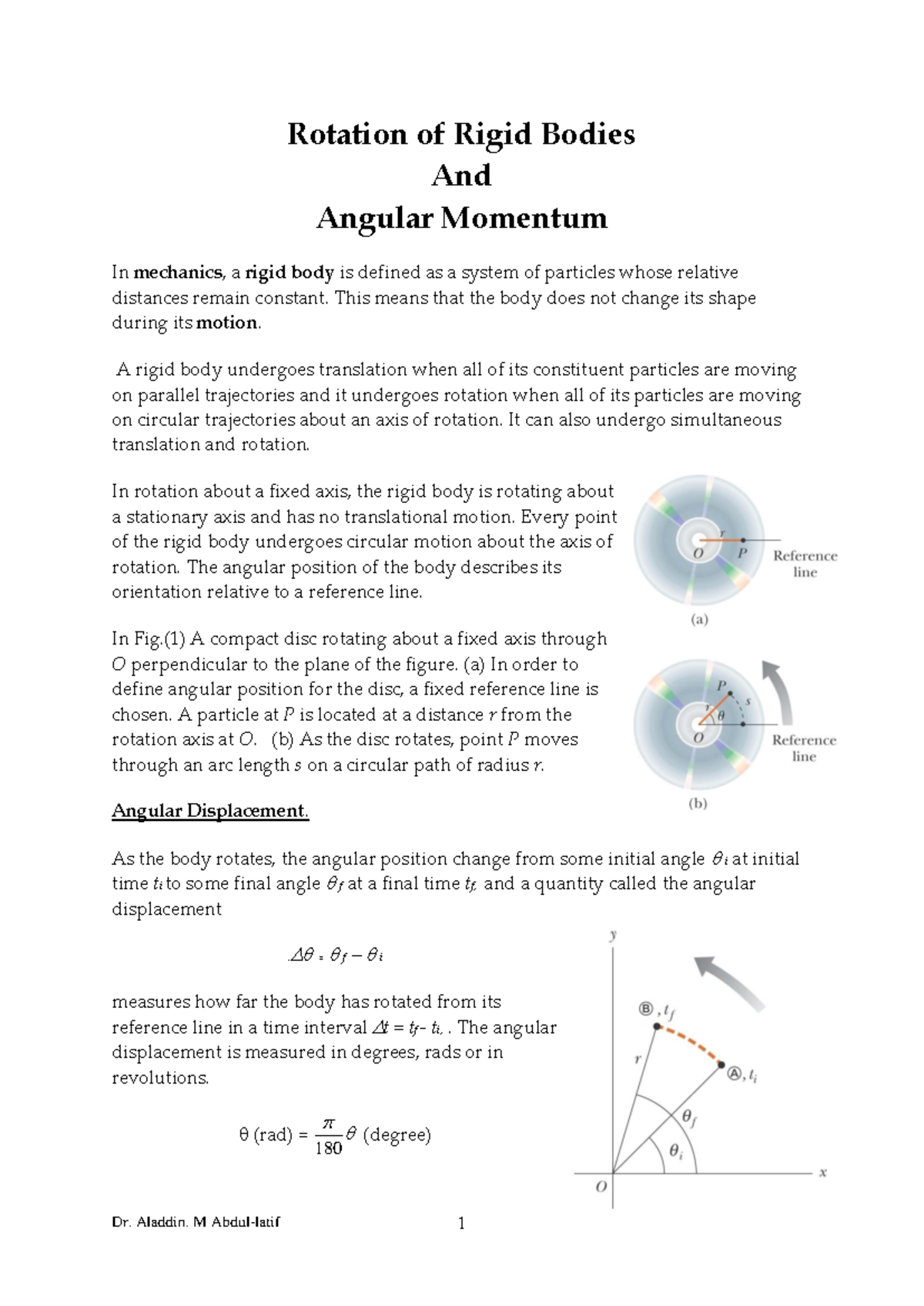 Chapter 10: Rotation of Rigid Bodies and Angular Momentum (Physics 101 ...
