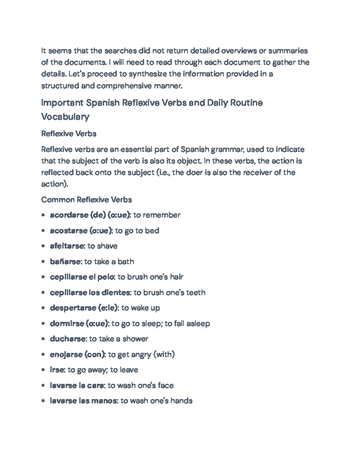 Spanish Reflexive Verbs and Daily Routine Vocabulary Guide - It seems ...