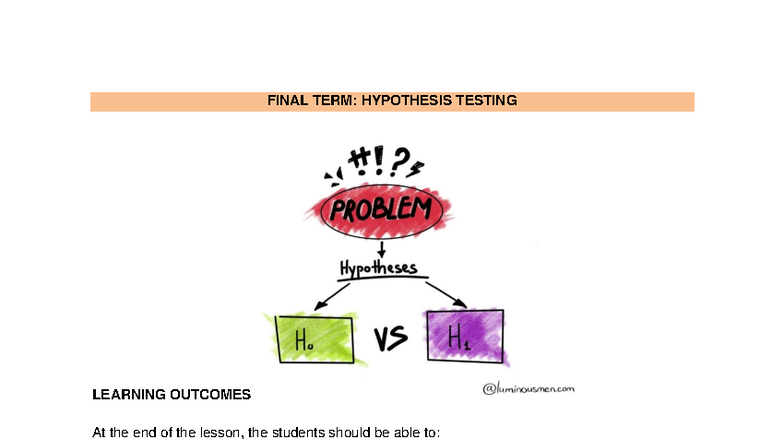 EDA 1013: Final Term on Basics of Hypothesis Testing - Studocu