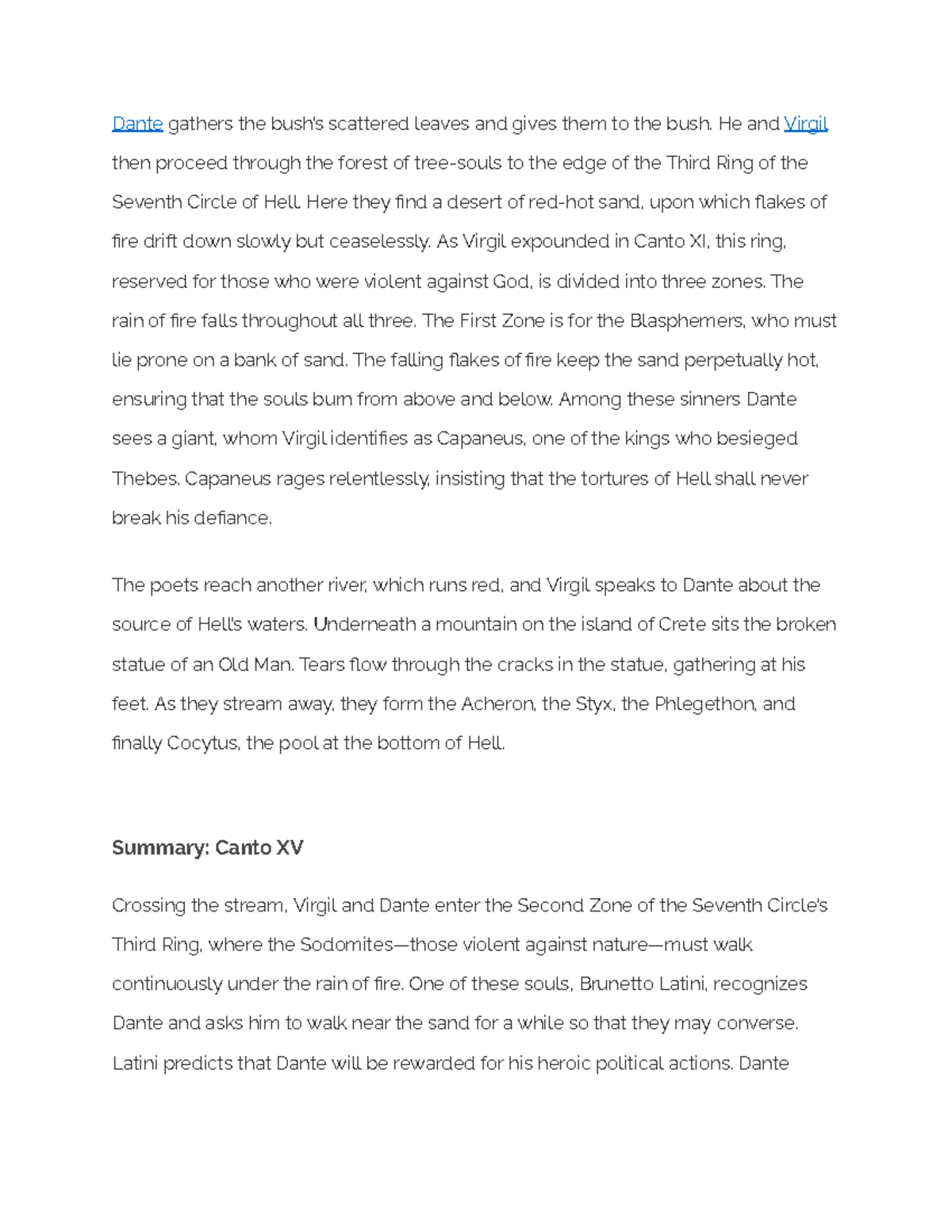 Dante's Inferno Summary: Canto XV, XVI, XVII Analysis (ENG 101) - Studocu