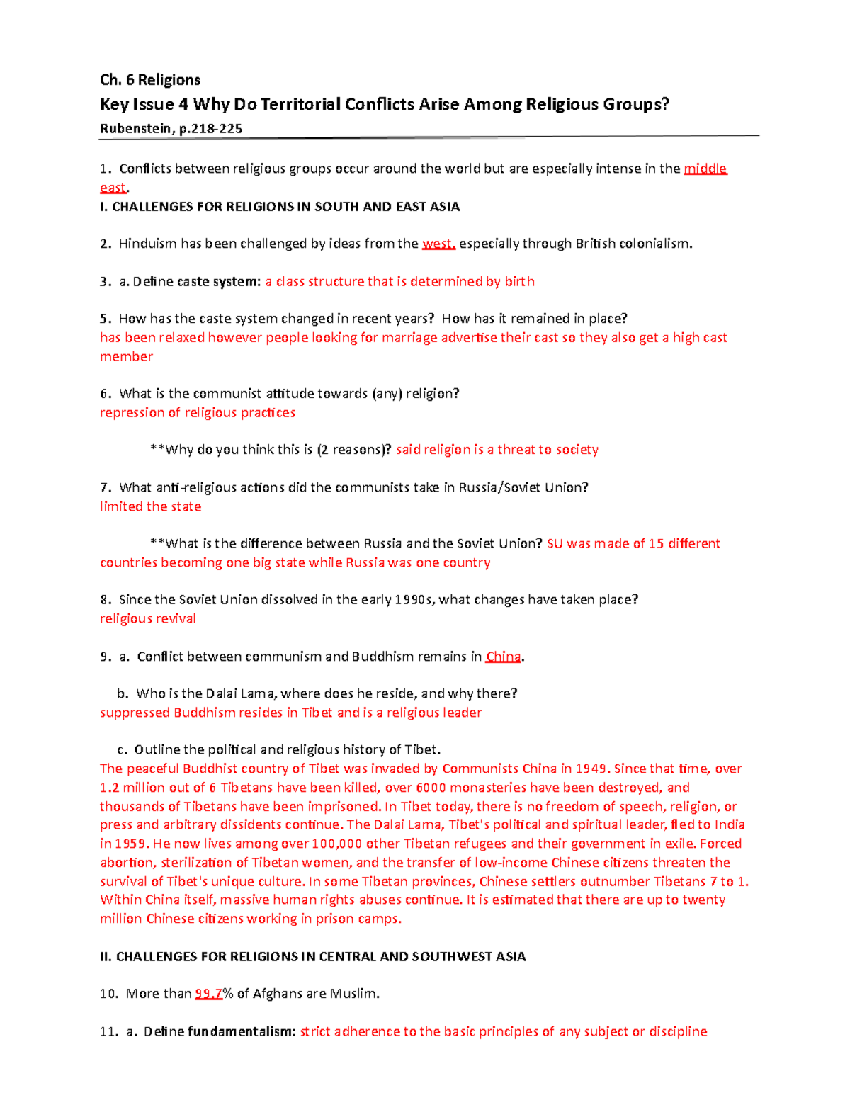 Chapter 6.4 AP Human Geography: Conflicts Among Religious Groups - Studocu