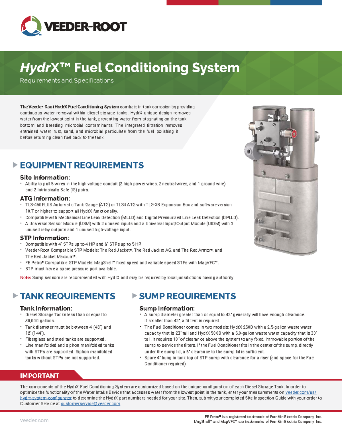 HydrX Fuel Conditioning System Specs & Requirements (576047-359 G ...