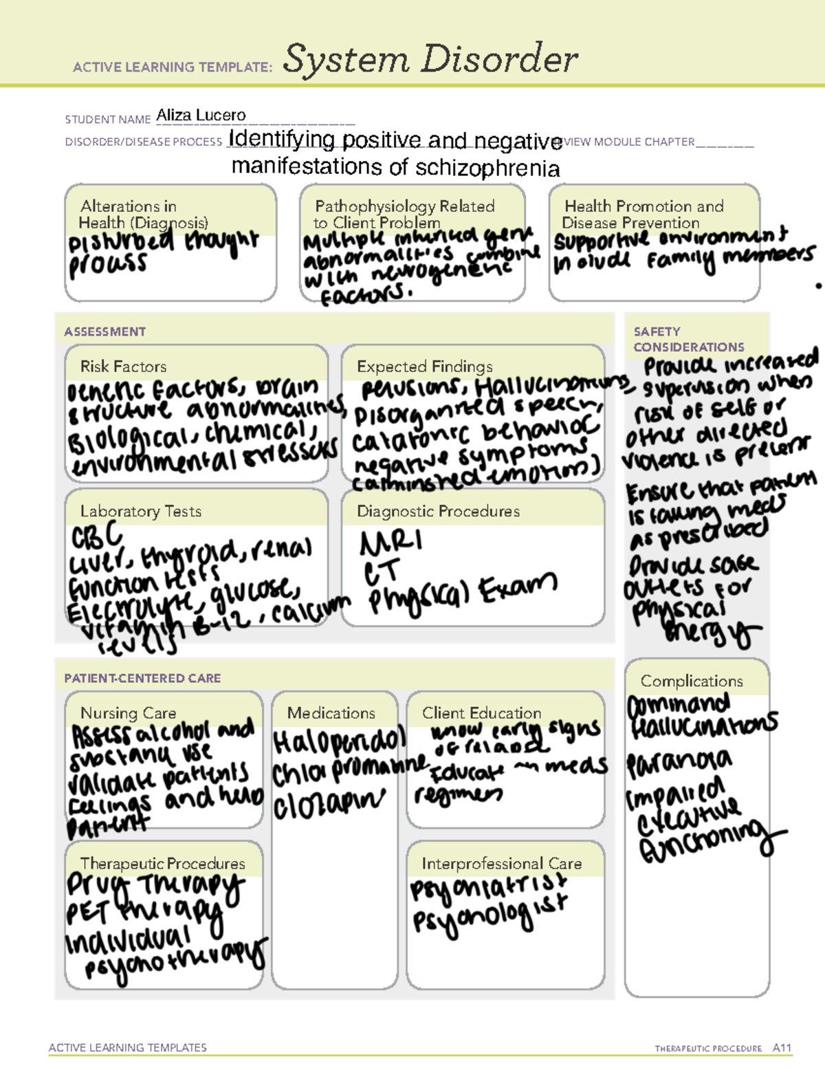 ATI TEMPLATE NOTES - ACTIVE LEARNING TEMPLATES TherapeuTic procedure A ...