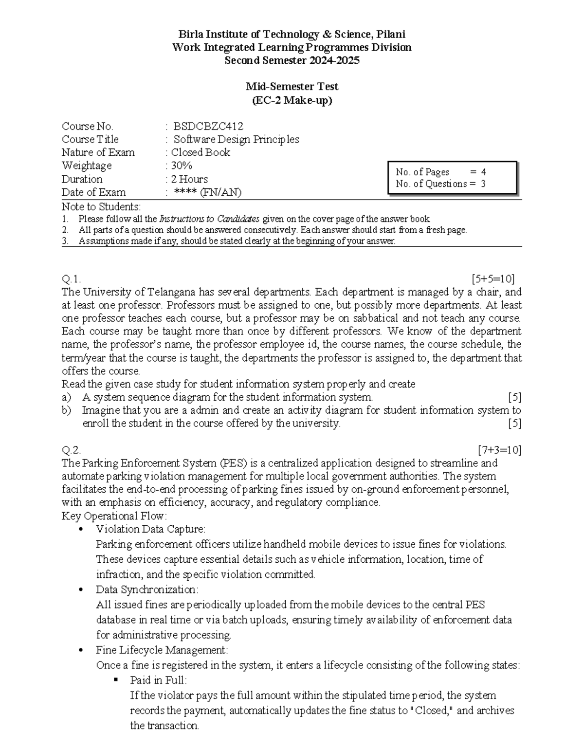 2024S2 C10S6 SDP MM QP - Sample Paper for Software Design Principles ...