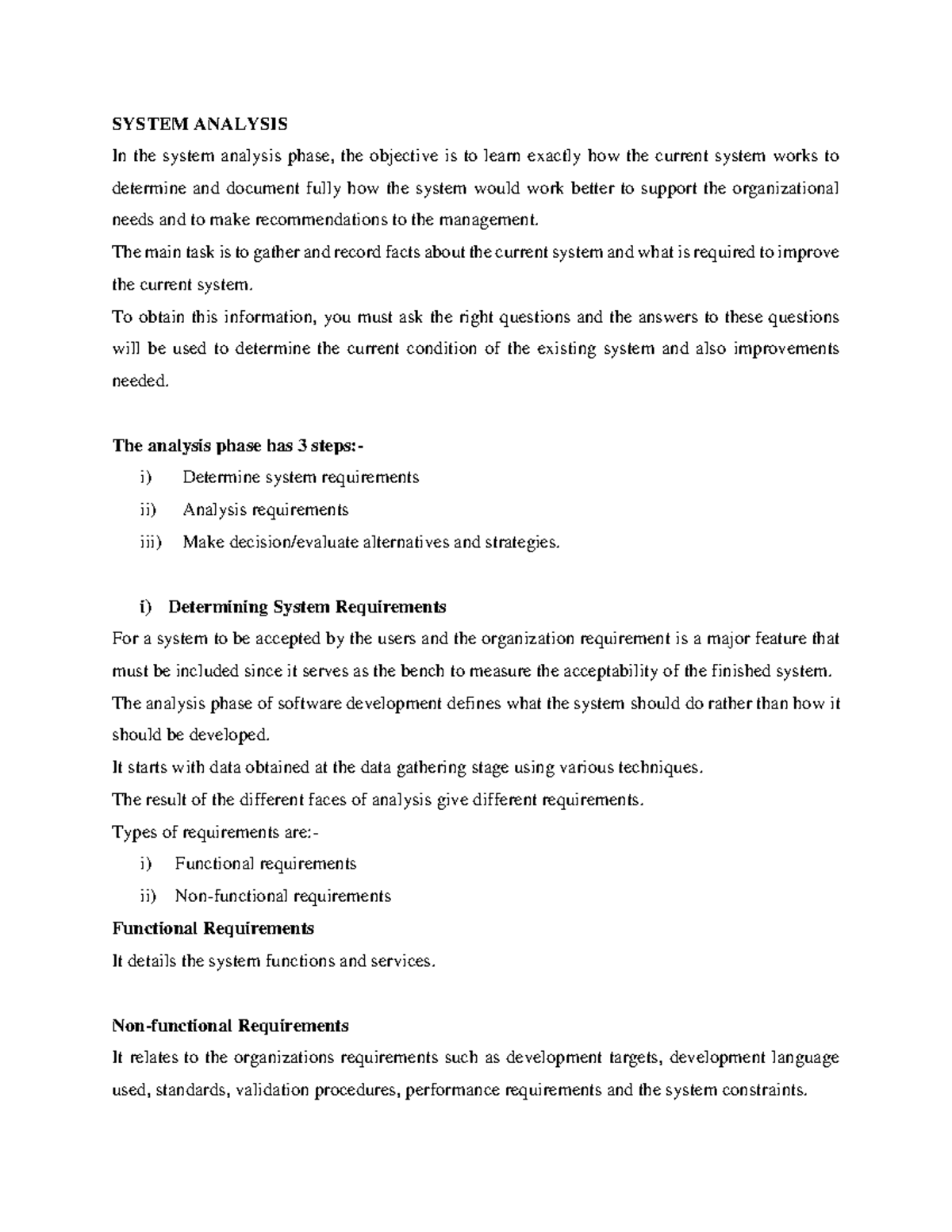 L4 SAD Systems Analysis - SYSTEM ANALYSIS In the system analysis phase ...
