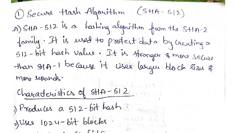 CNS - MID2 - PRACTICE NOTES: Secure Hash Algorithm Overview - Studocu