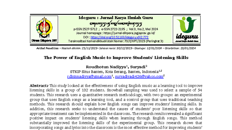 The Power of English Music to Enhance Listening Skills in Students: A ...