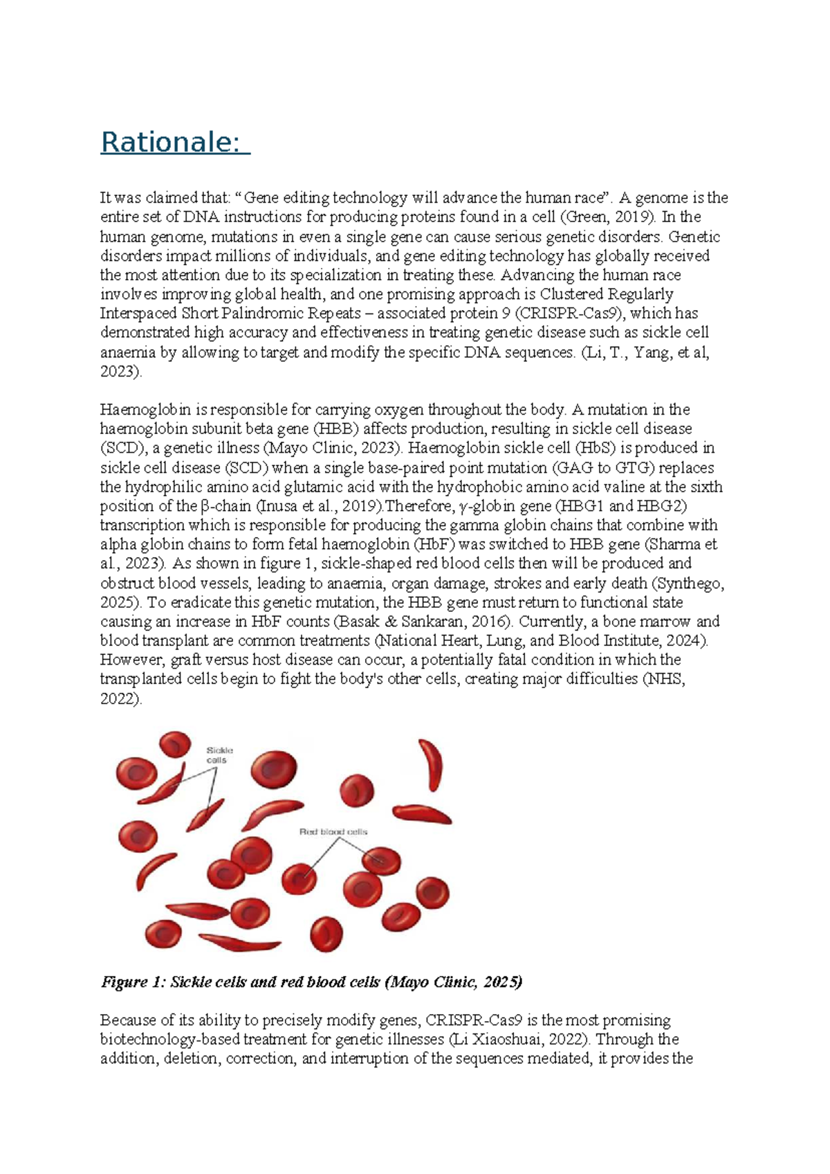 Final IA3 BIOLOGY: Gene Editing for Sickle Cell Anemia Treatment - Studocu