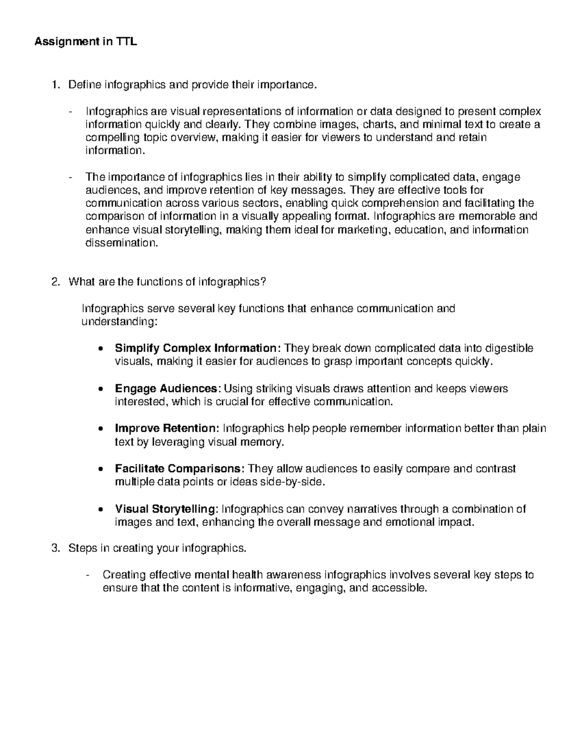 TTL Assignment: Understanding Infographics & Their Functions - Studocu