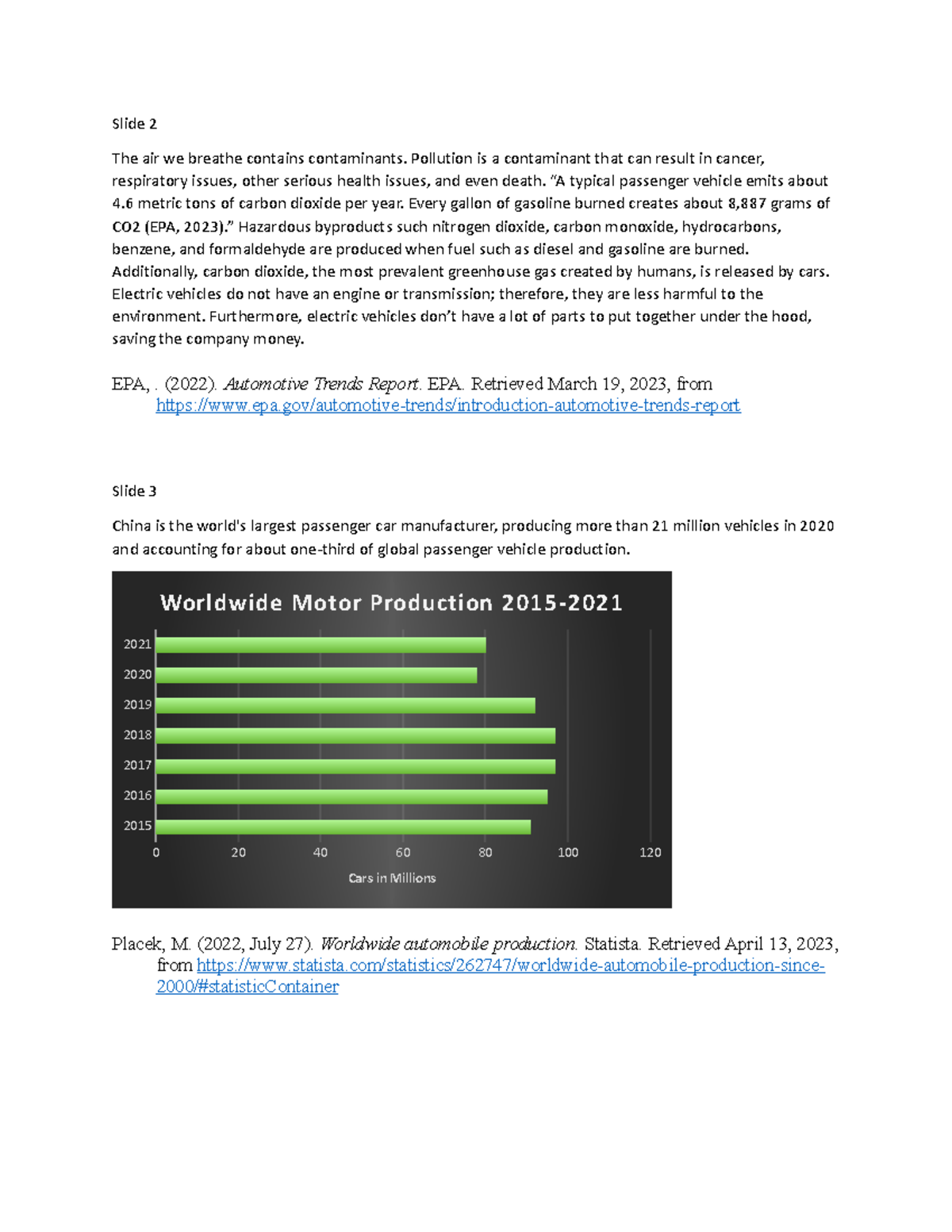 Bus225 Project 3 - class assignment - Slide 2 The air we breathe contains contaminants ...