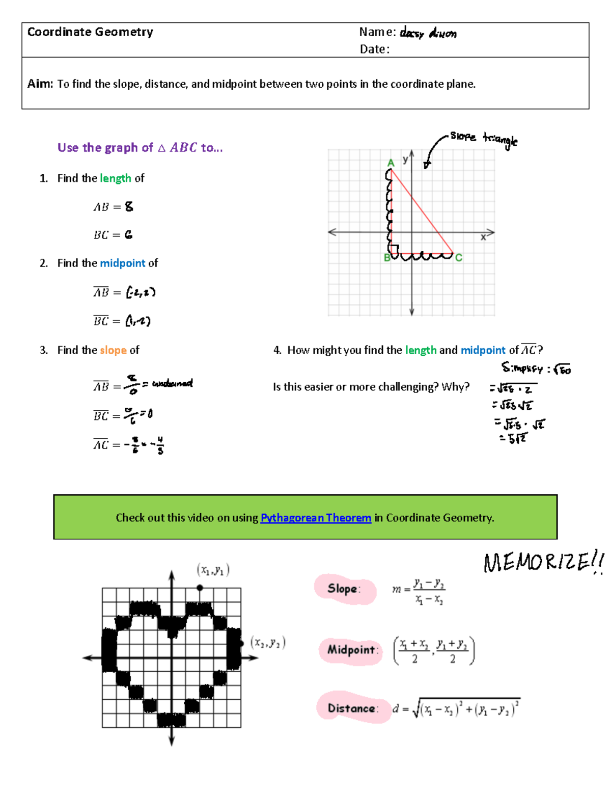 Coordinate Geometry: Slope, Distance, and Midpoint Analysis - Studocu