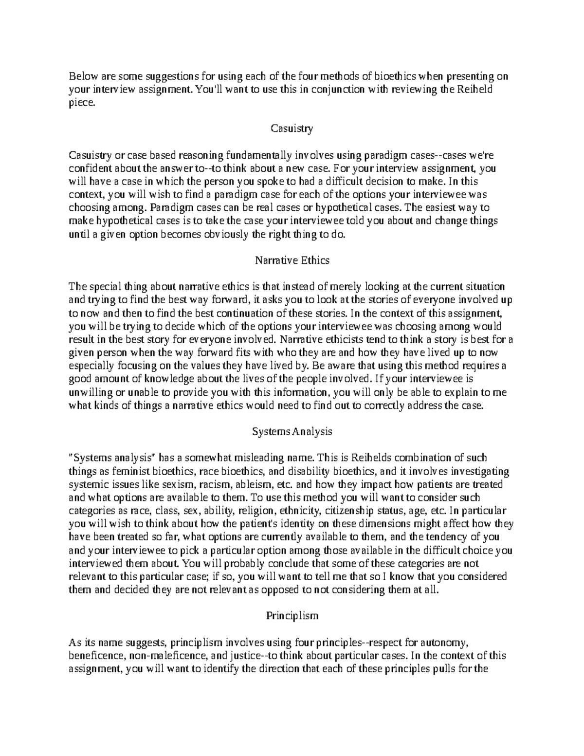 Tips for Using Bioethics Methods in Interview Assignments - Studocu