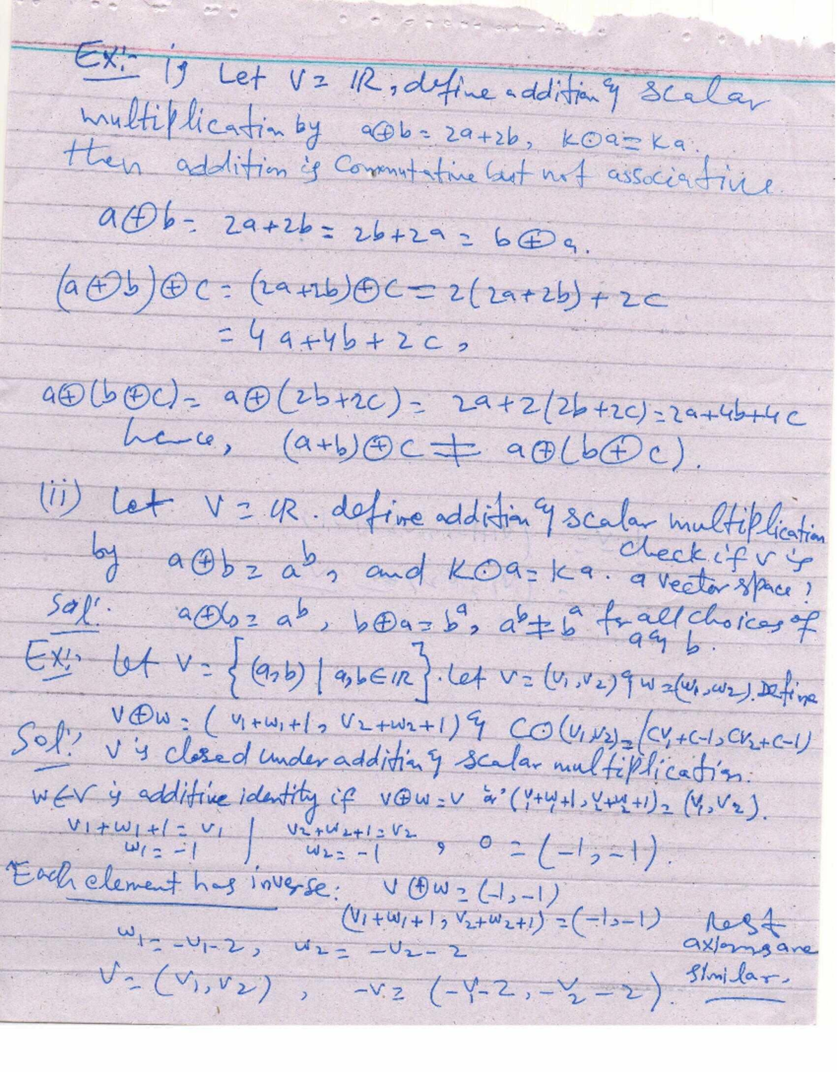 Vector Spaces Handwritten - Linear Algebra - Studocu