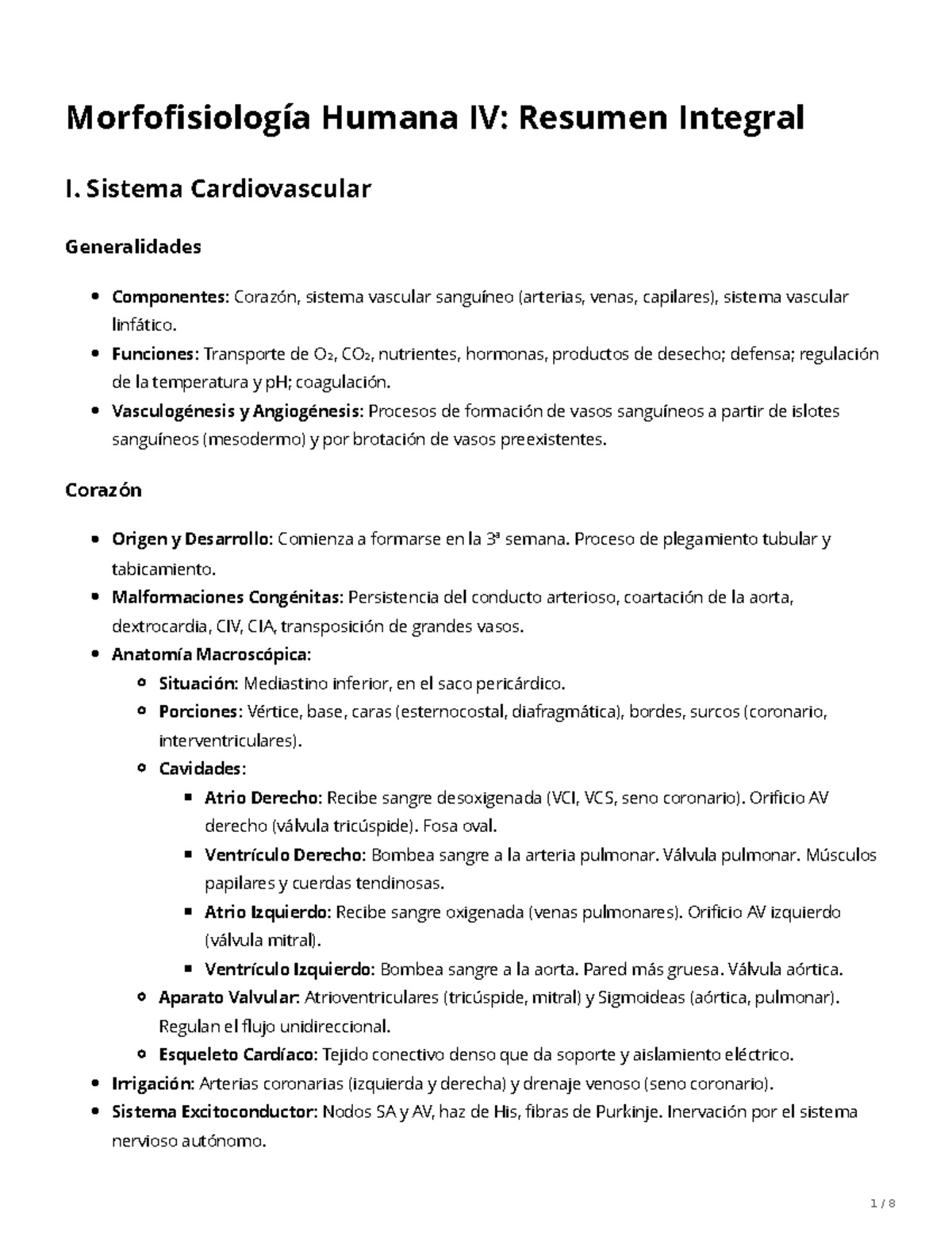 Morfofisiología Humana IV: Resumen del Sistema Cardiovascular y Más ...