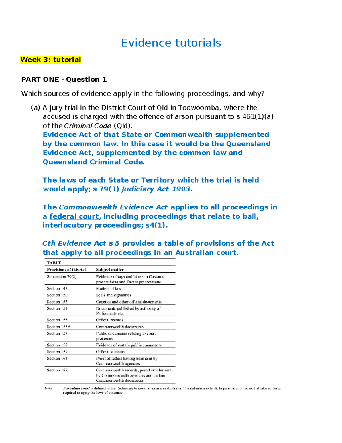 Evidence Tutorials Week 3: Sources and Admissibility of Evidence in Qld ...