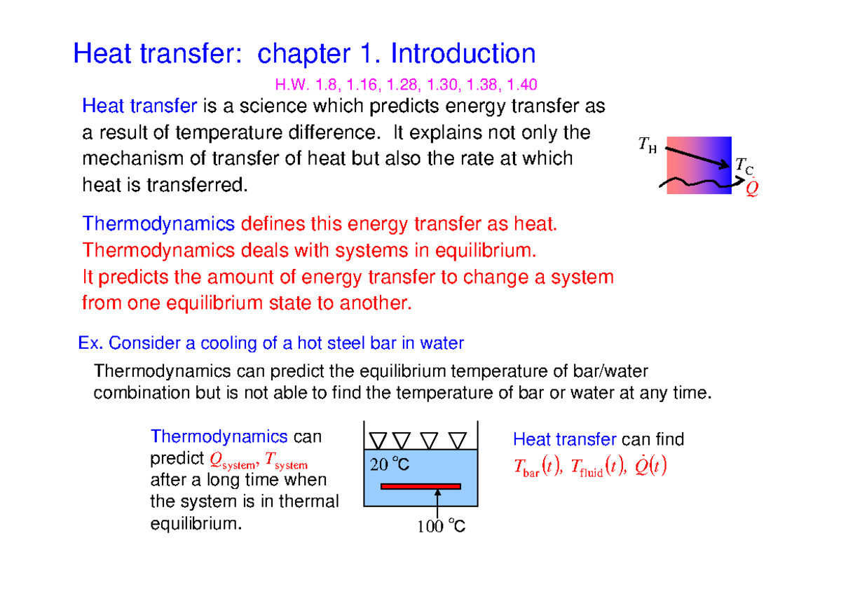 Chapter 1: Intro to Heat Transfer Concepts and Mechanisms - Studocu