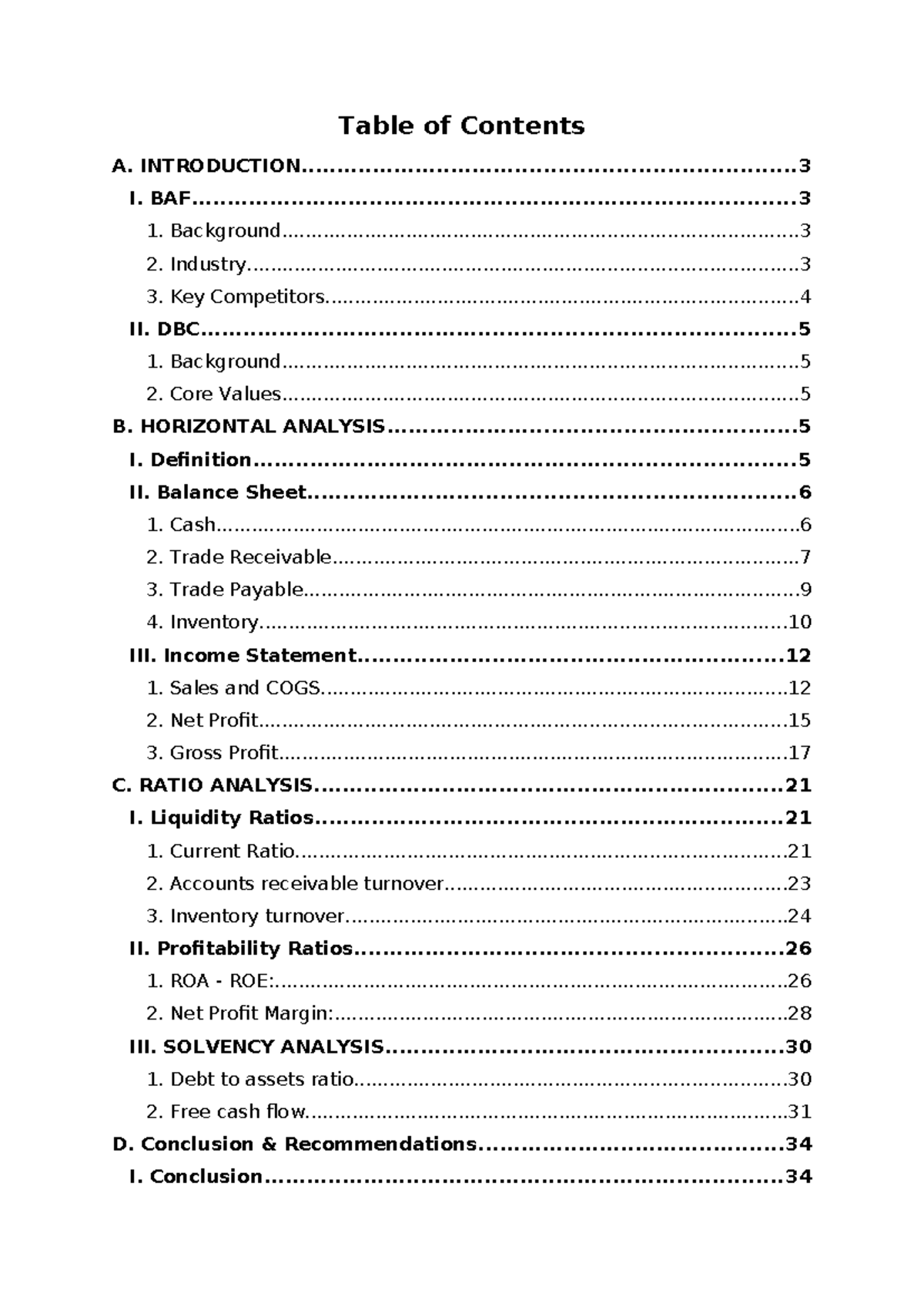 PA-Project - Financial Analysis of BAF and DBC Companies - Studocu