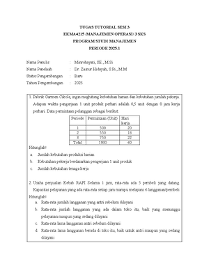 Manajemen Operasi - EKMA4215 - Studocu