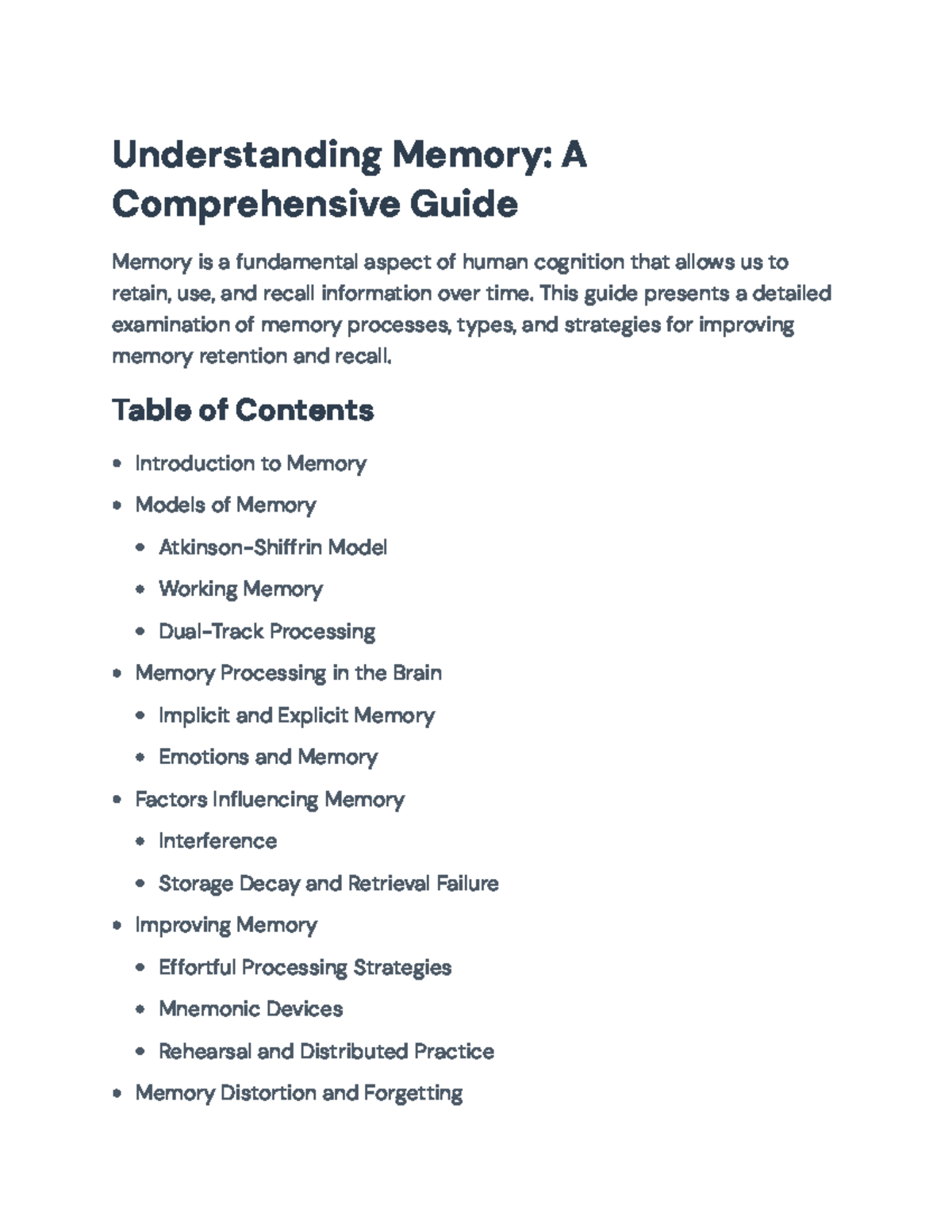 Understanding Memory Processes: Strategies to Enhance Retention and ...
