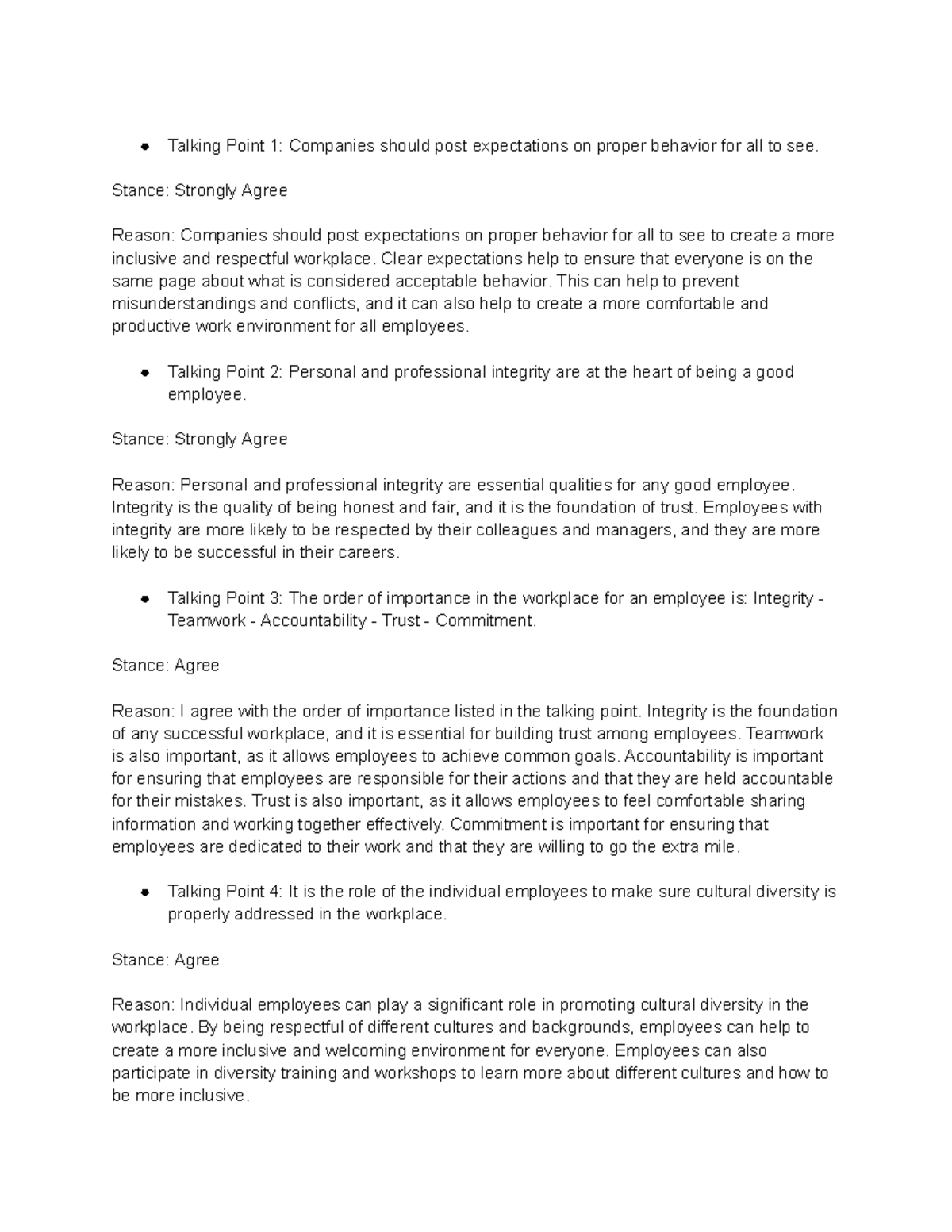 Workplace Integrity and Ethics (WIE 101) - Essential Talking Points ...